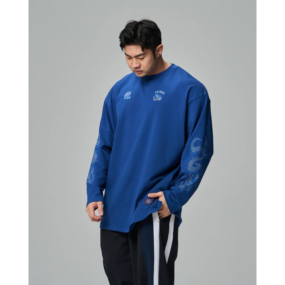 TEAMJOINED JOINED® CNY24 DRAGON EXTRA OVERSIZED LONG SLEEVES-DARK BLUE - Popcorn Store