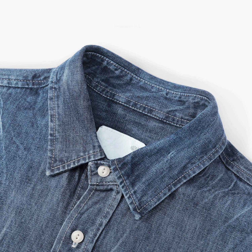 MADNESS CRINKLED WASHED DENIM SHIRT JACKET-INDIGO - Popcorn Store