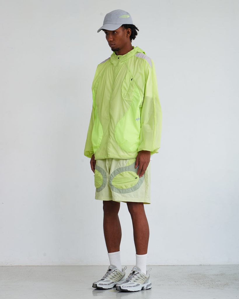 NINE POINT NINE LAGOON TRANSPARENT POCKET SHORTS-LIME - Popcorn Store