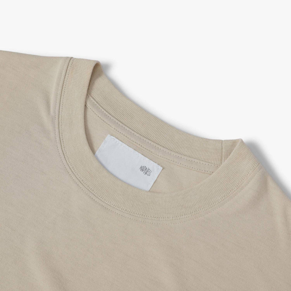 MADNESS POLY KNITTED TEE (FABRIC BY JAPAN)-LIGHT BEIGE - Popcorn Store