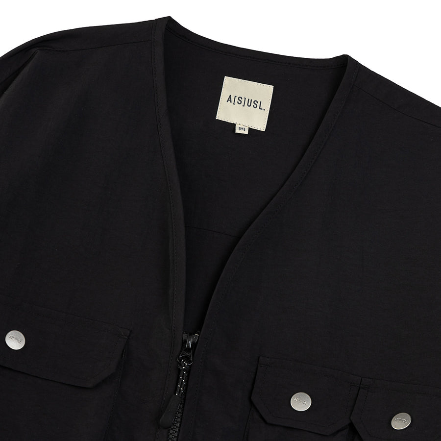 A[S]USL NYLON ZIPPER POCKET JACKET-BLACK - Popcorn Store