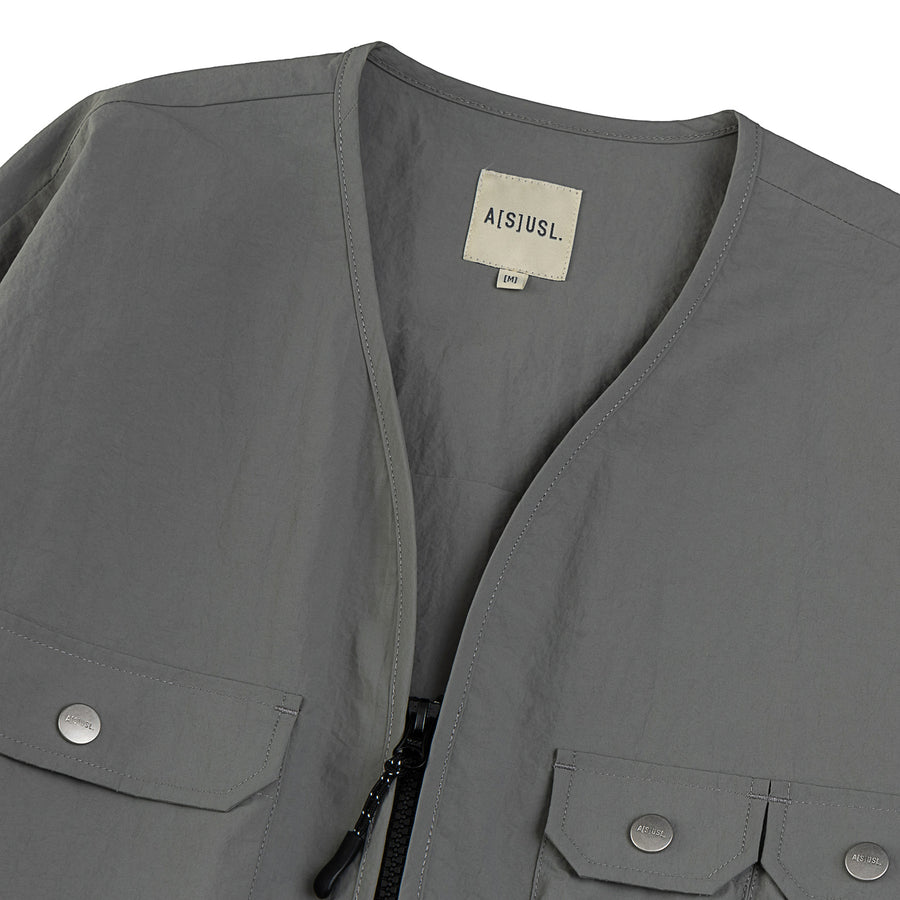A[S]USL NYLON ZIPPER POCKET JACKET-GREY - Popcorn Store