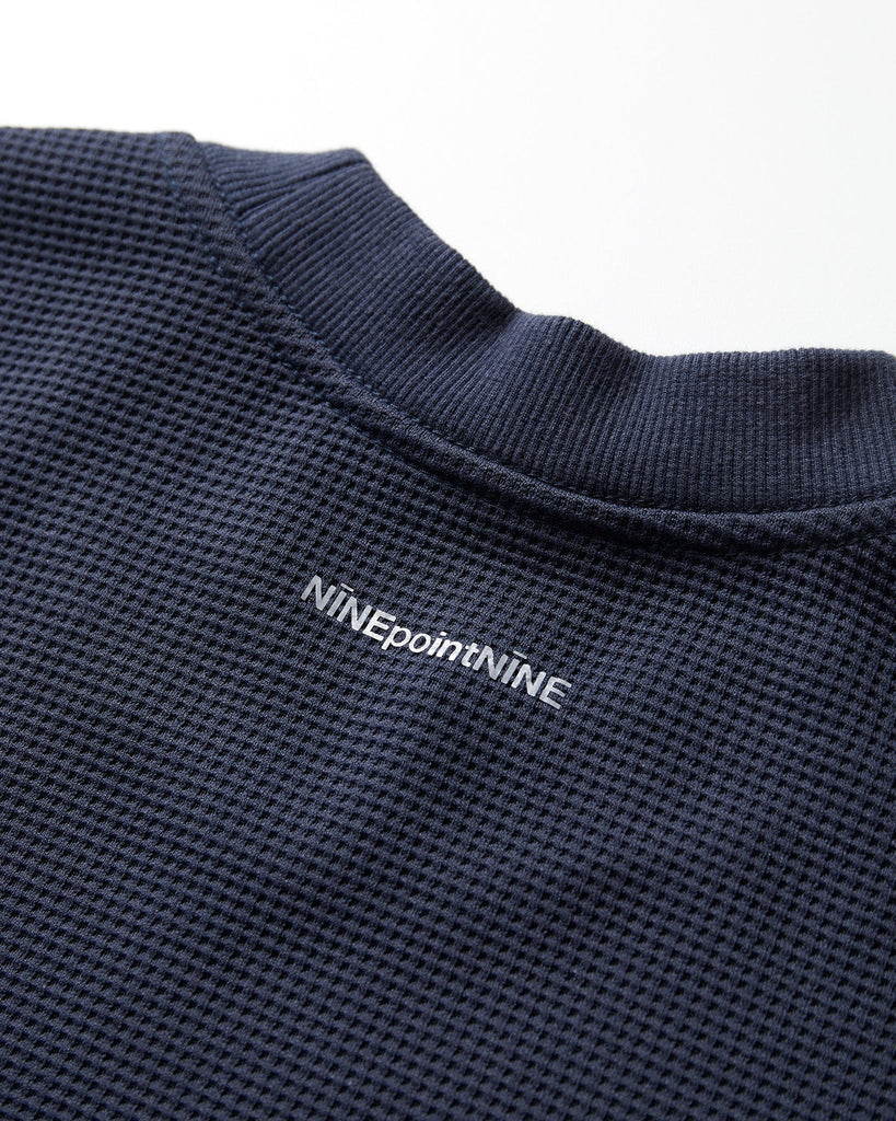 NINE POINT NINE NPN SYNONYMS WASHED WAFFLE PULLOVER-NAVY - Popcorn Store