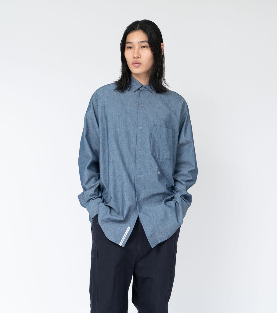 Nanamica REGULAR COLLAR CHAMBRAY SHIRT-INDIGO - Popcorn Store