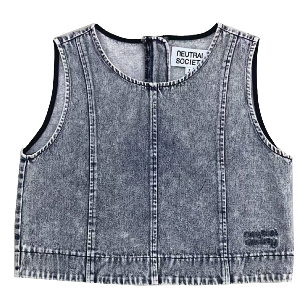 NEUTRAL SOCIETY SNOW WASH DENIM TANK-BLACK DENIM - Popcorn Store