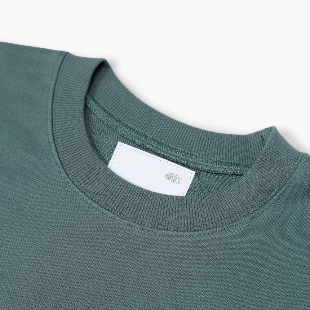 MADNESS SOLID CREW TEE. BOXY-SOMKE GREEN - Popcorn Store