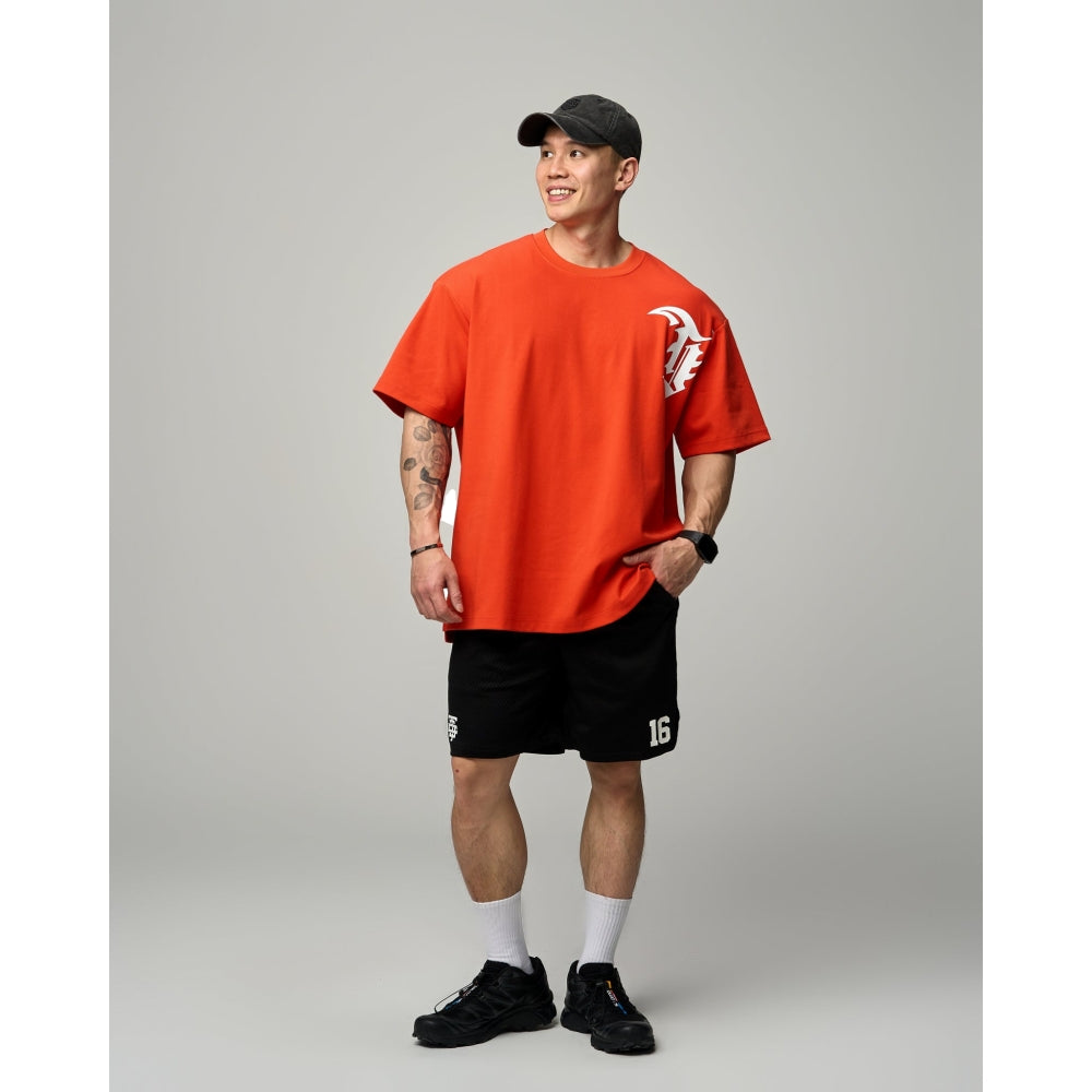 TEAMJOINED TJTC™ TJ GOTHIC LOGO HEAVY OVERSIZED-ORANGE/RED - Popcorn Store